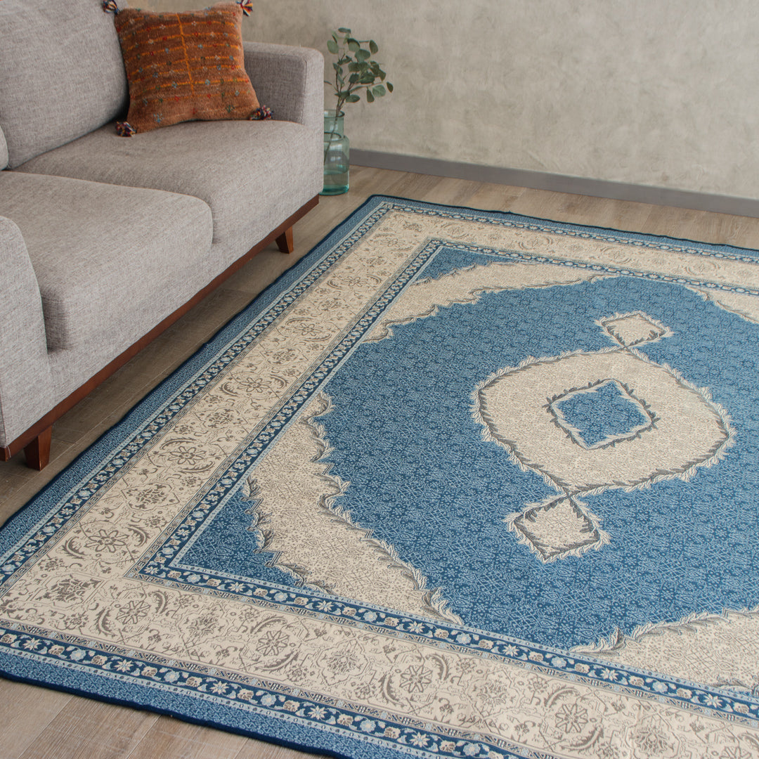 ル・ファルシー（綿カーペット） マヒ柄 ブルー 200×250cm – Persiadirect