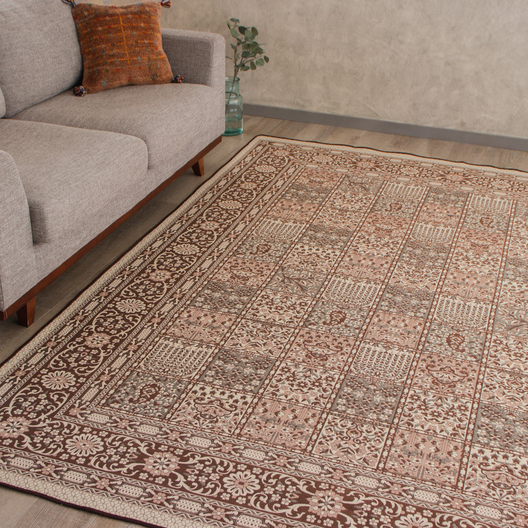 ル・ファルシー（綿カーペット） ヘシティ柄 ブラウン 200×250cm – Persiadirect